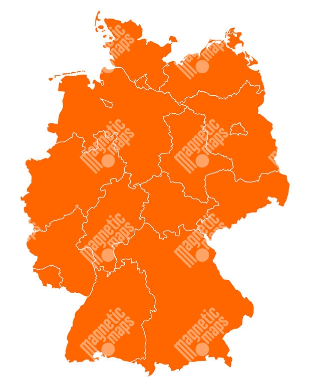 Magnetická mapa Nemecka, ilustrovaná, oranžová