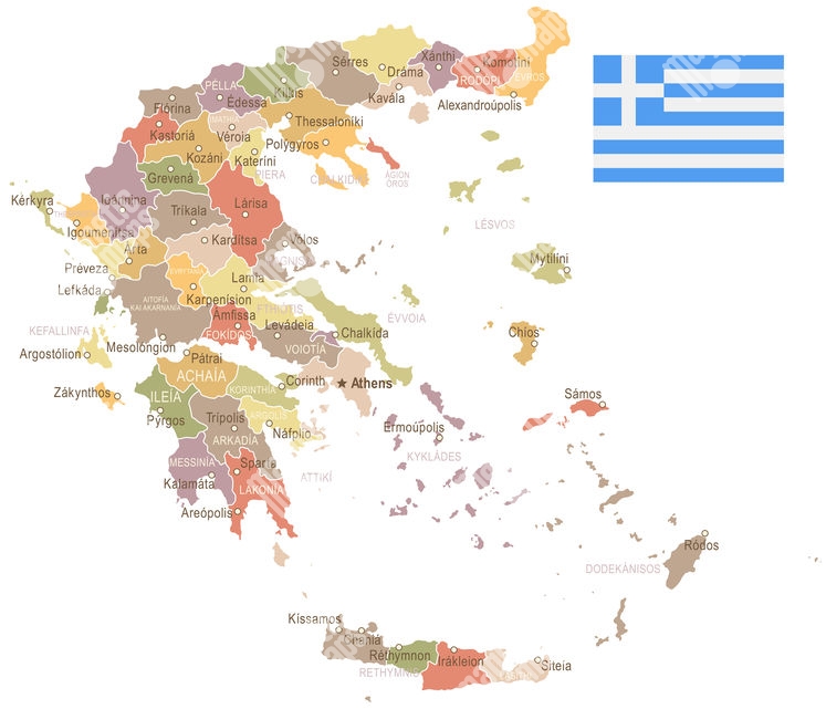 Magnetická mapa Grécka, ilustrovaná, farebná