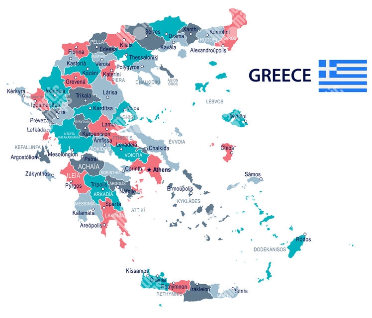 Magnetická mapa Grécka, ilustrovaná, farebná