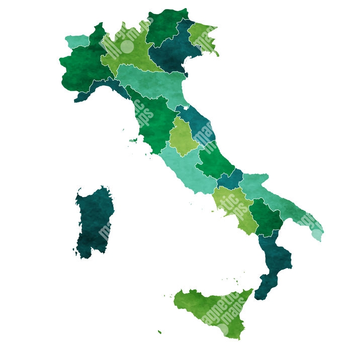 Magnetická mapa Talianska, ilustrovaná, zelená
