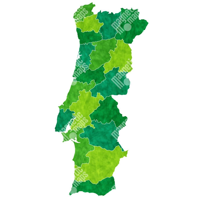 Magnetická mapa Portugalska, ilustrovaná, zeleno-žltá