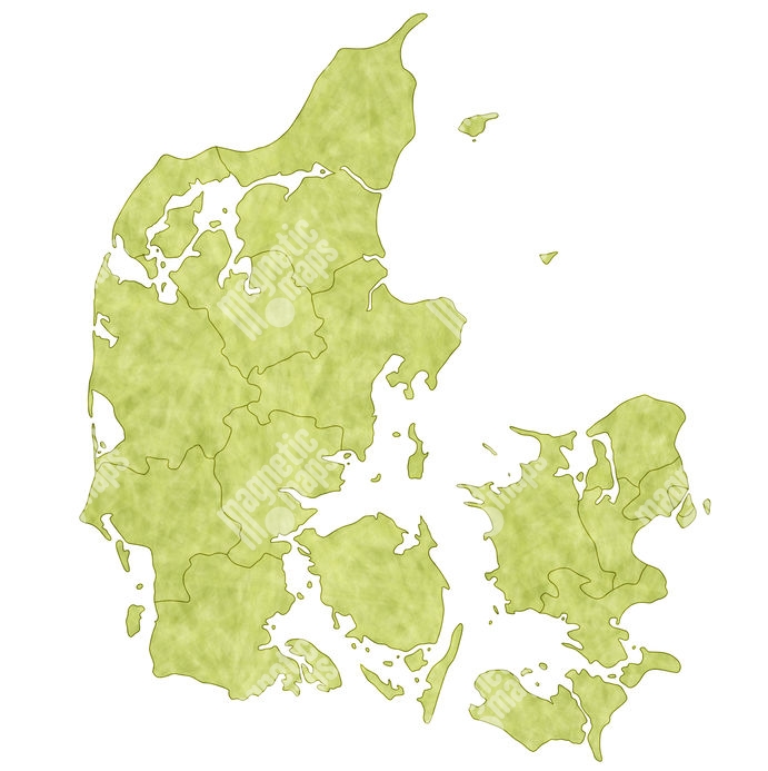 Magnetická mapa Dánska, ilustrovaná, zelená