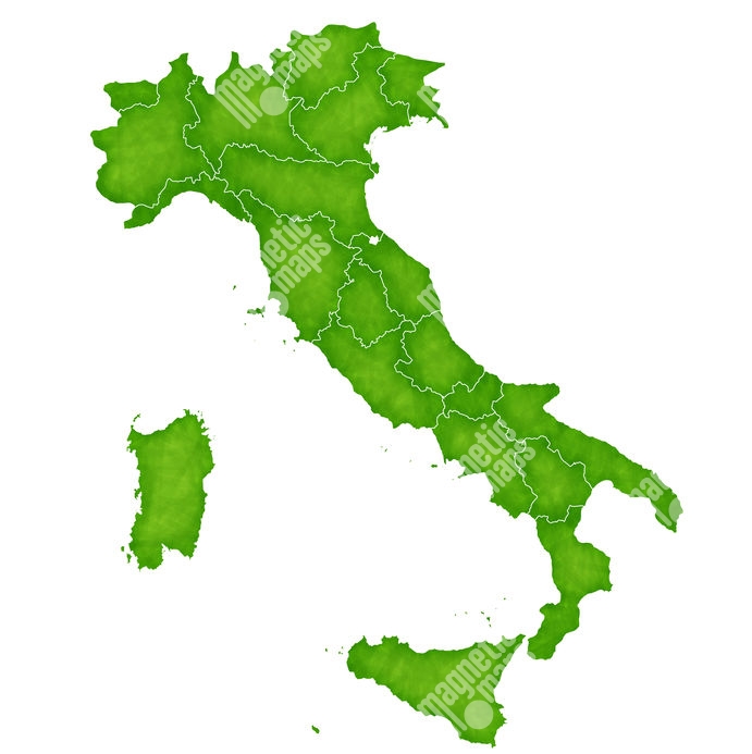 Magnetická mapa Talianska, ilustrovaná, zelená