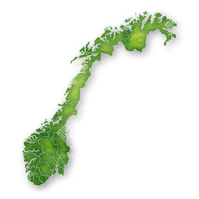 Magnetická mapa Nórska, ilustrovaná, zelená