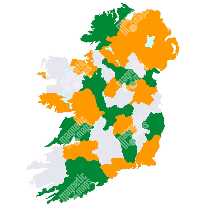 Magnetická mapa Írska, ilustrovaná, farebná