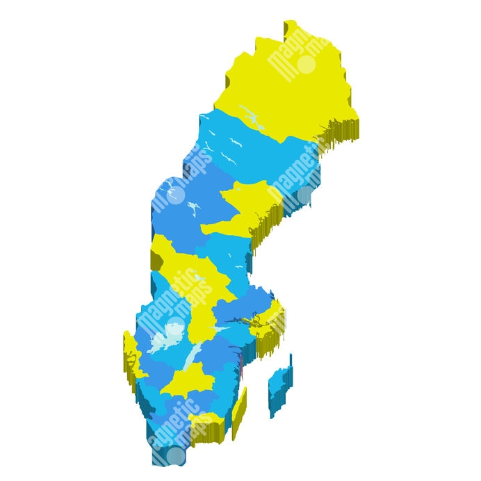 Magnetická mapa Švédska, ilustrovaná, farebná