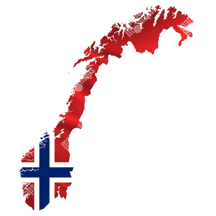 Magnetická mapa Nórska, ilustrovaná, farebná