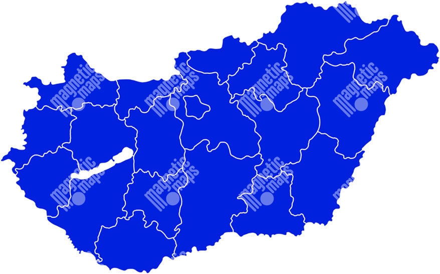 Magnetická mapa Maďarska, ilustrovaná, modrá