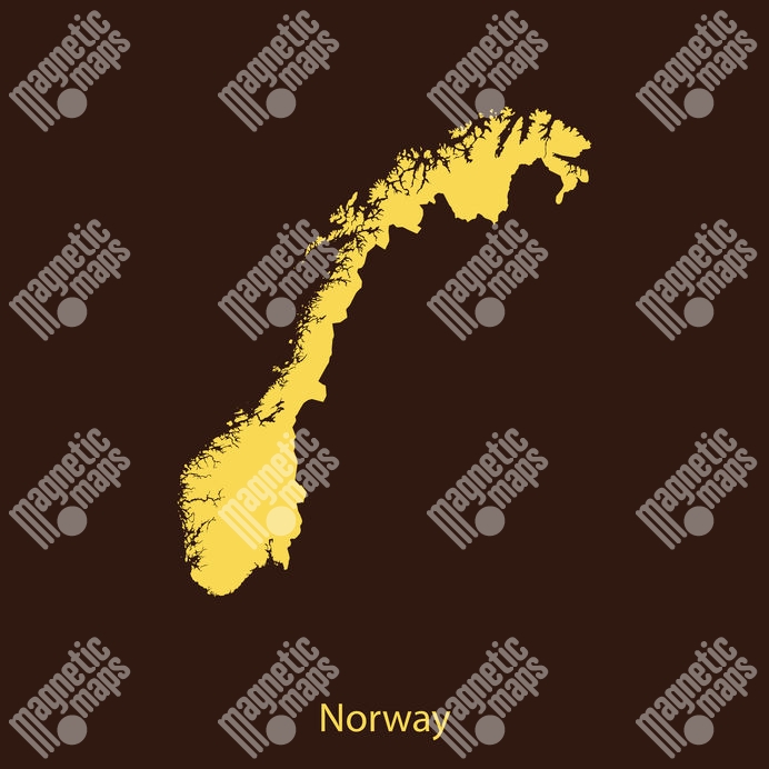 Magnetická mapa Nórska, ilustrovaná, žlto-hnedá
