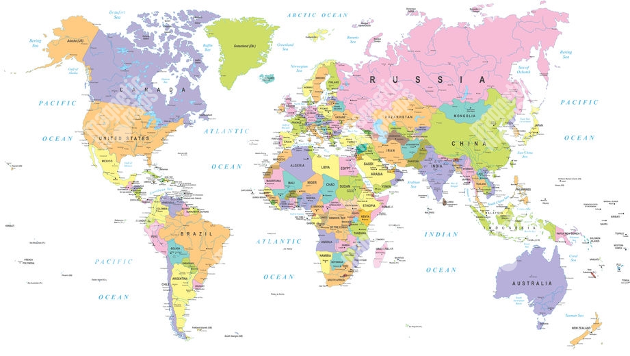 Magnetická mapa sveta, ilustrovaná, farebná