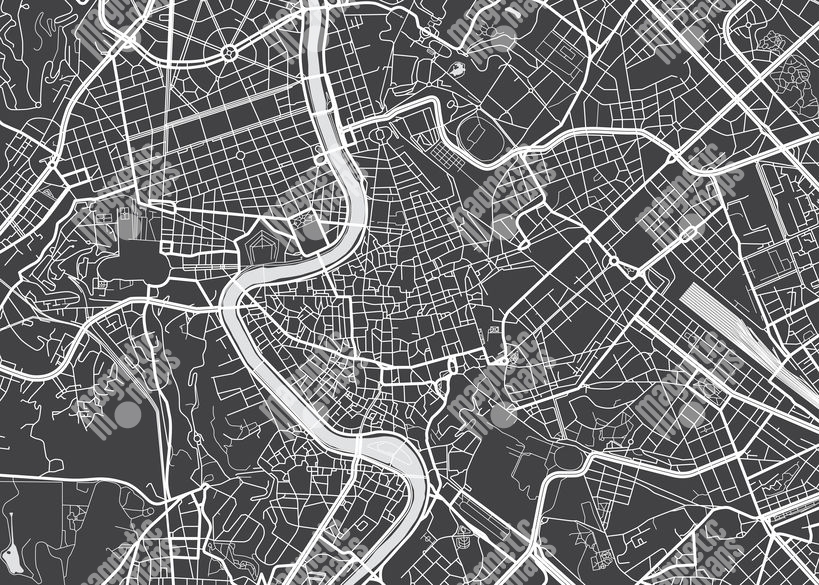 Magnetická mapa Ríma, ilustrovaná, čierna