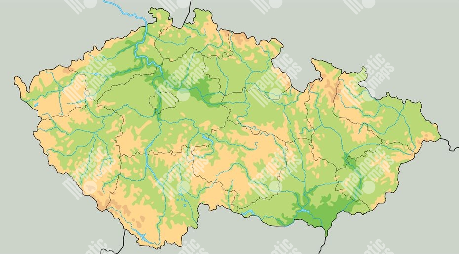 Magnetická mapa Česka, geografická, farebná