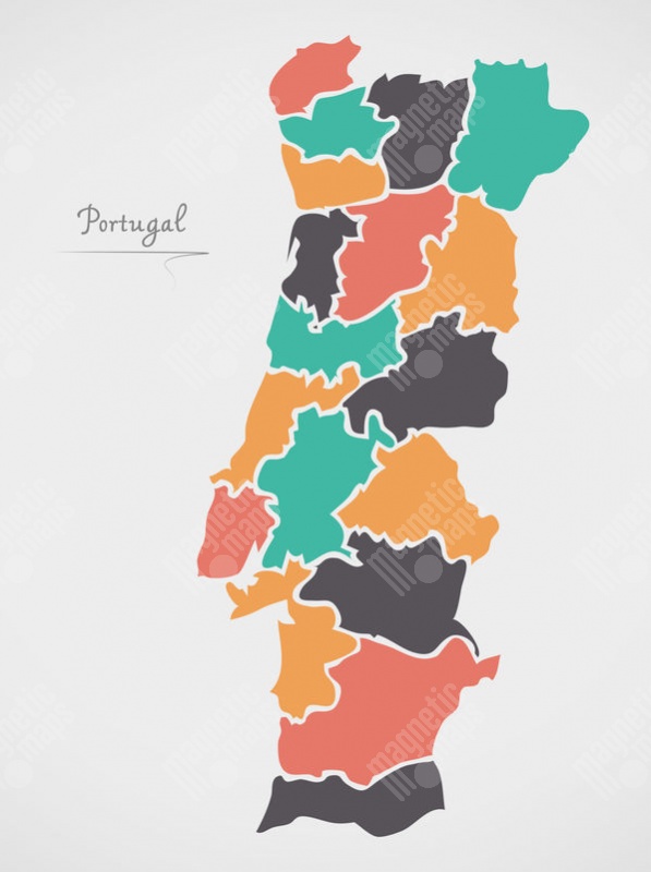 Magnetická mapa Portugalska, ilustrovaná, farebná